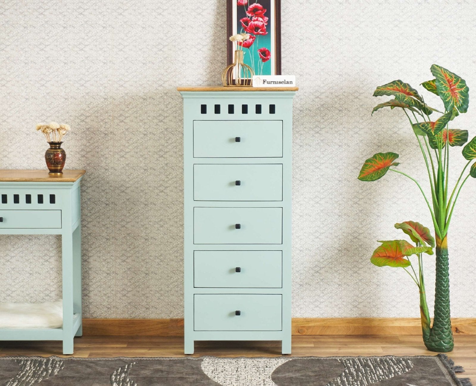 Buy Online Alexandria Solid Wood Chest of Drawer-Five Drawer