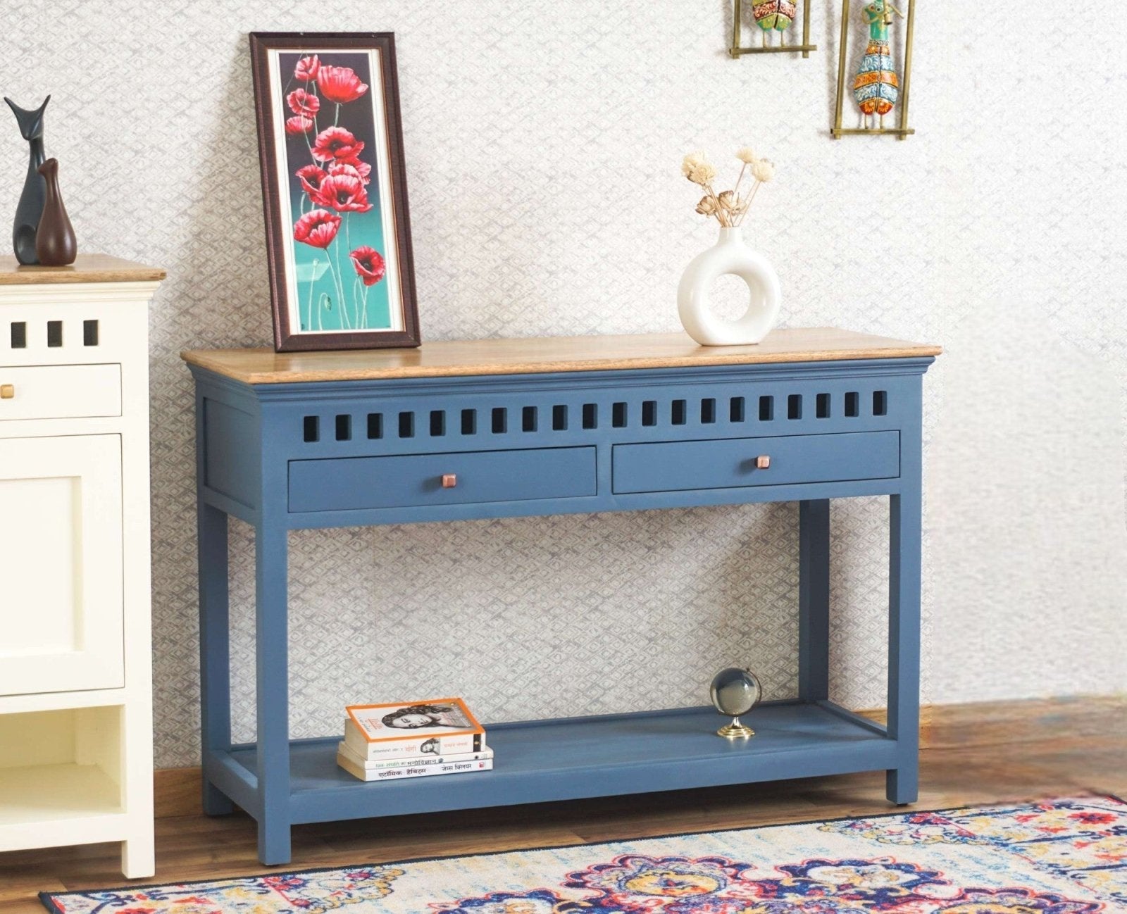 Buy Online Alexandria Solid Wood Console Table-Two Drawer