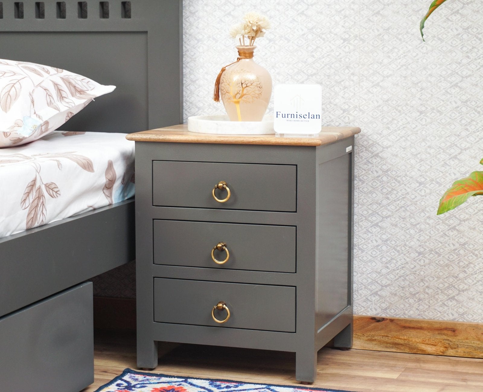 Buy Online Alexandria Wooden Bedside Table