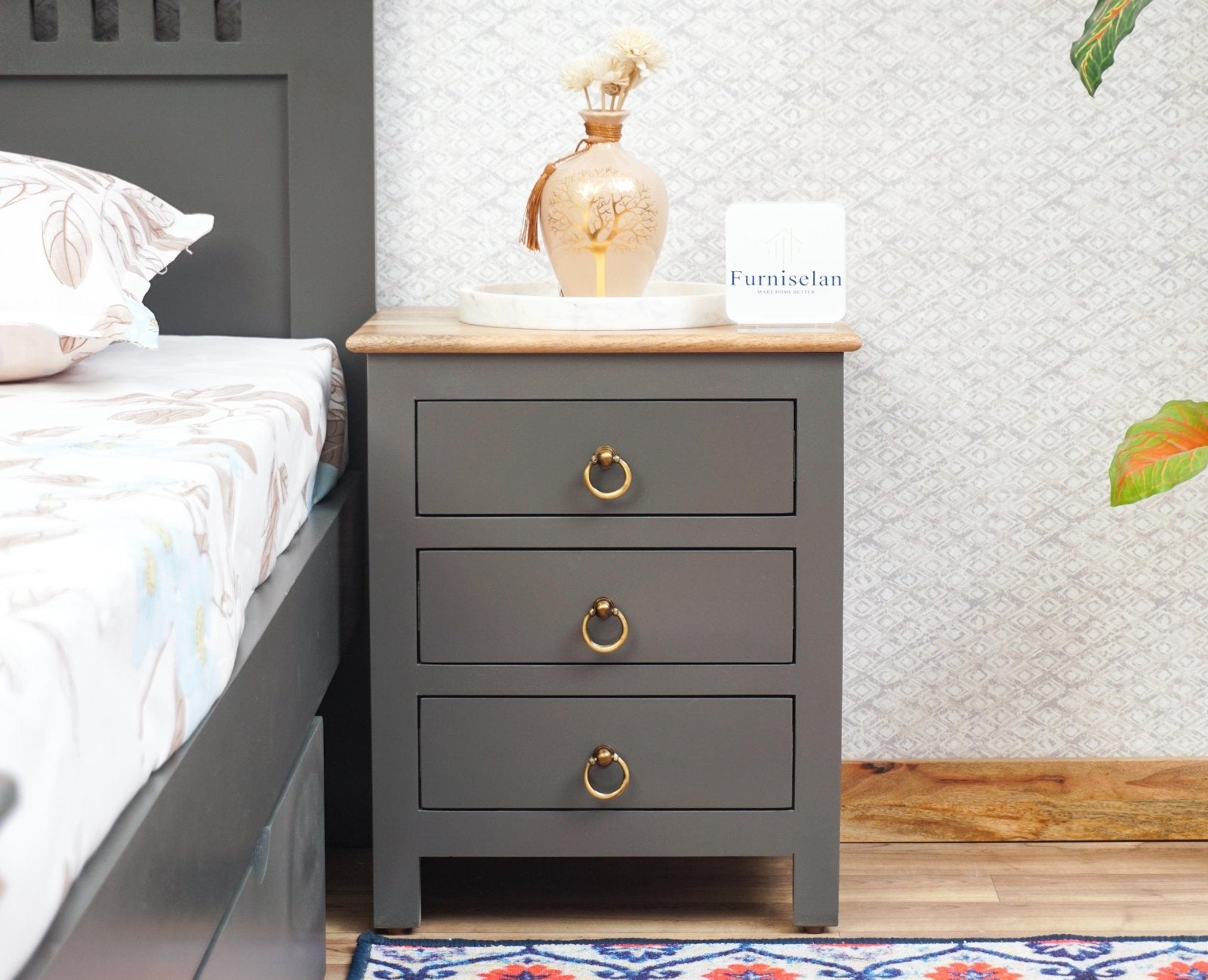 Buy Online Alexandria Wooden Bedside Table