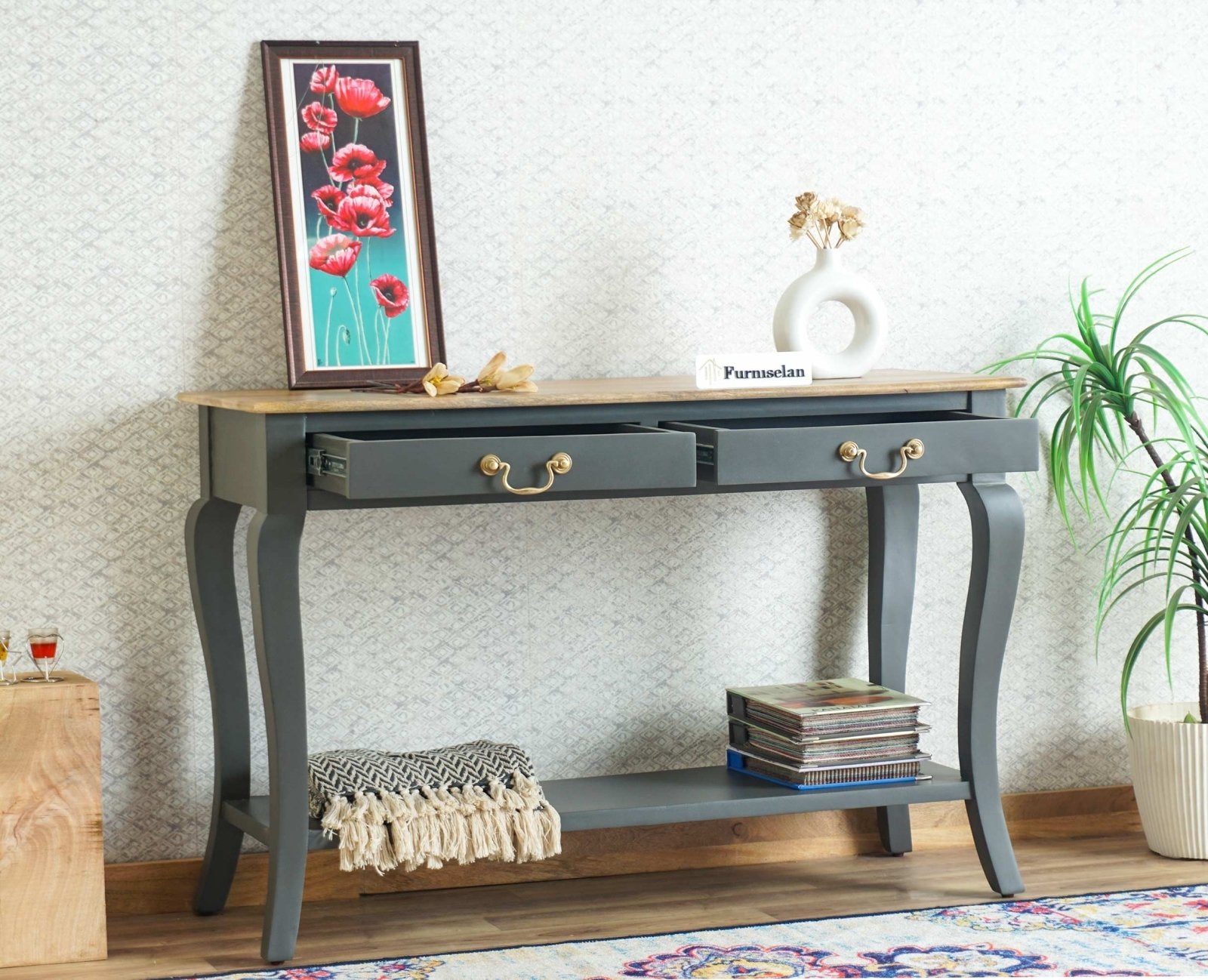 Buy Online Alexandria Wooden Console Table With Two Drawer