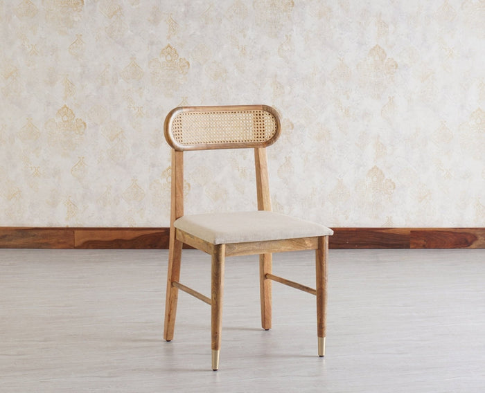 Boston Solid Wood Rattan Cane Dining Table Four-Seater Set