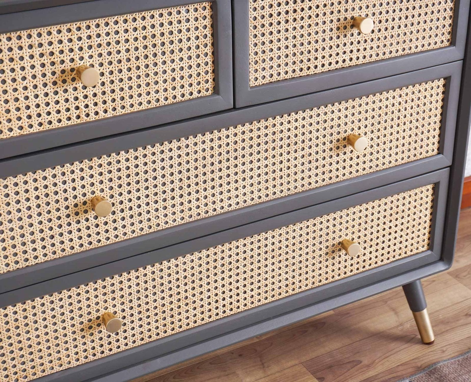 Boston Solid Wood Rattan Cane Chest of Drawer Four Drawer