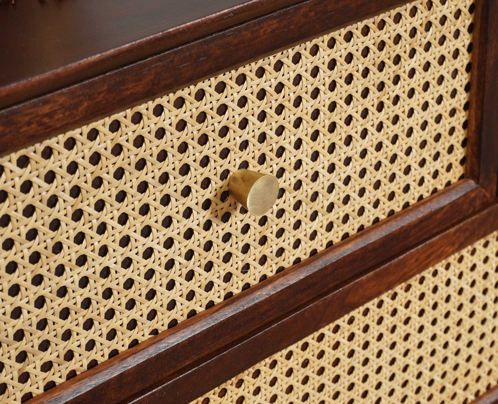 Boston Solid Wood Rattan Cane Chest of Drawer Four Drawer