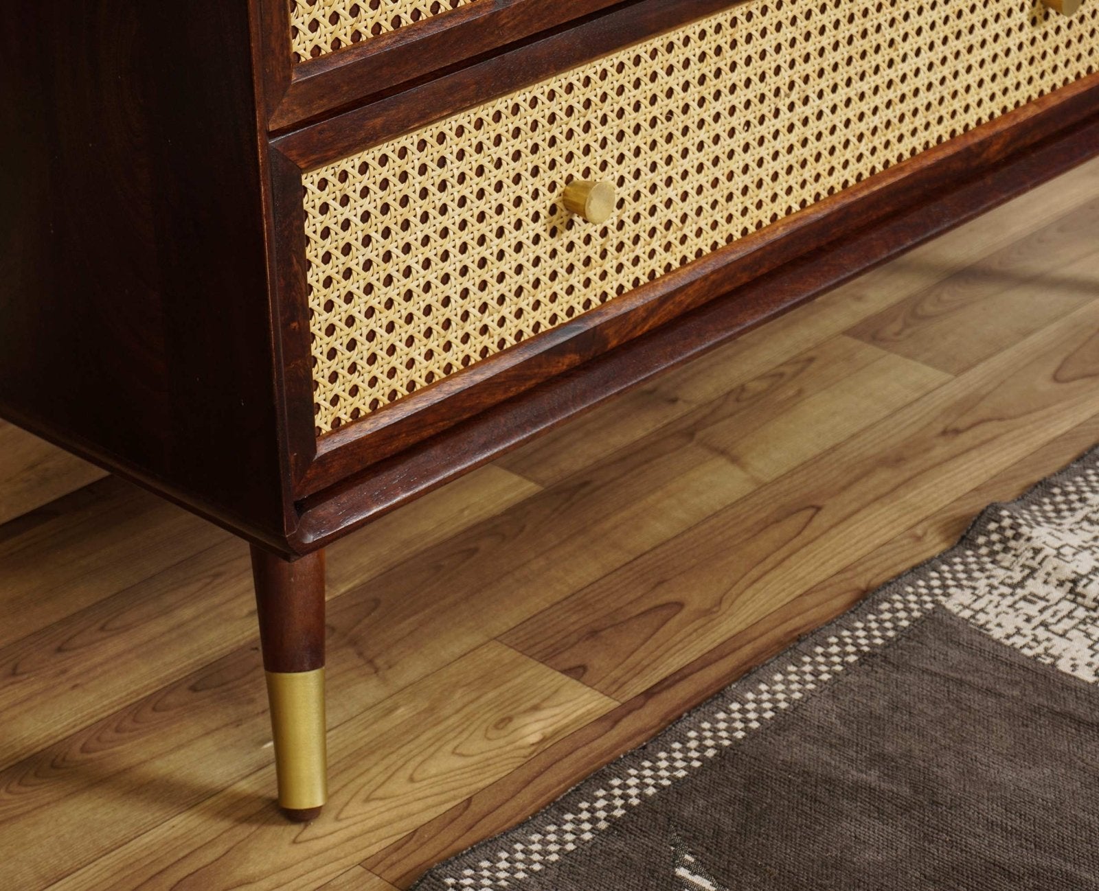 Boston Solid Wood Rattan Cane Chest of Drawer Four Drawer