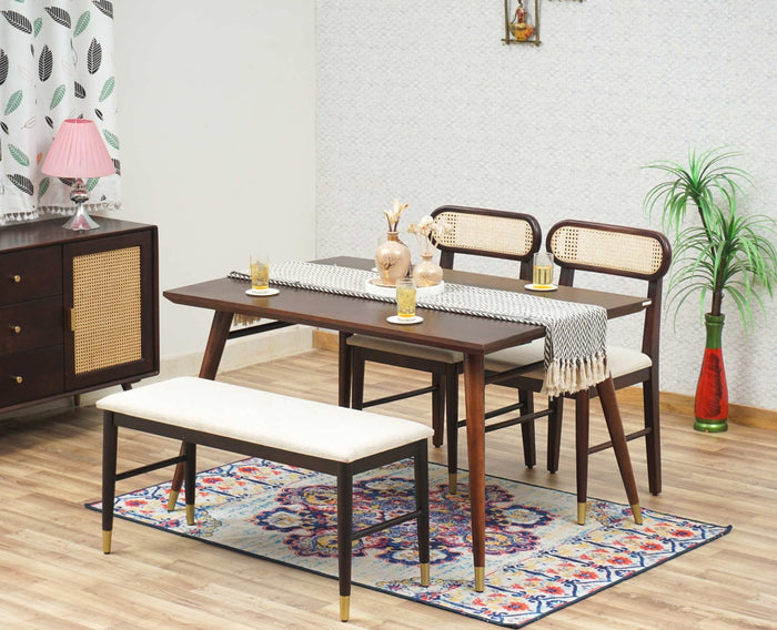 Buy Online Dining Table Four Seater with Bench | furniselan