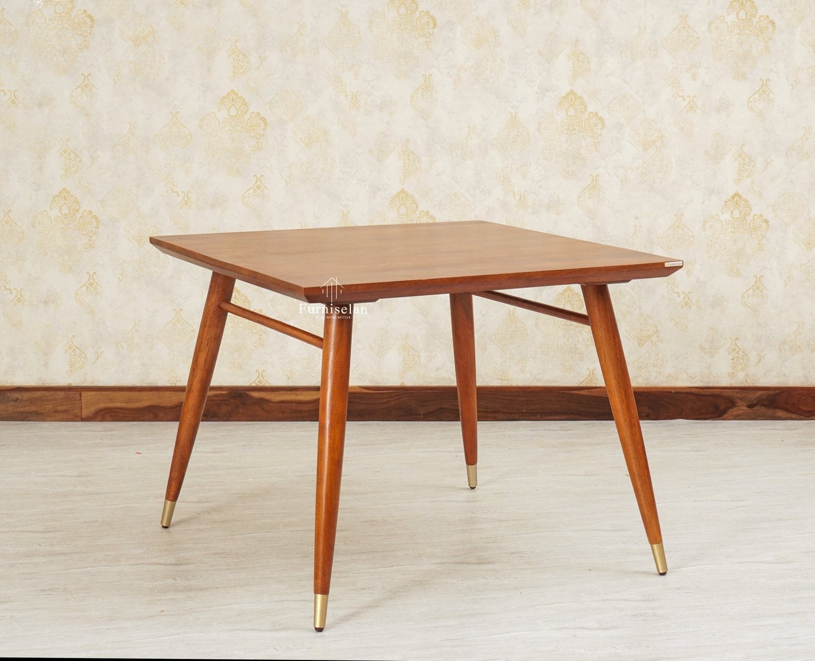 Boston Solid Wood Rattan Cane Dining Table Four-Seater Set