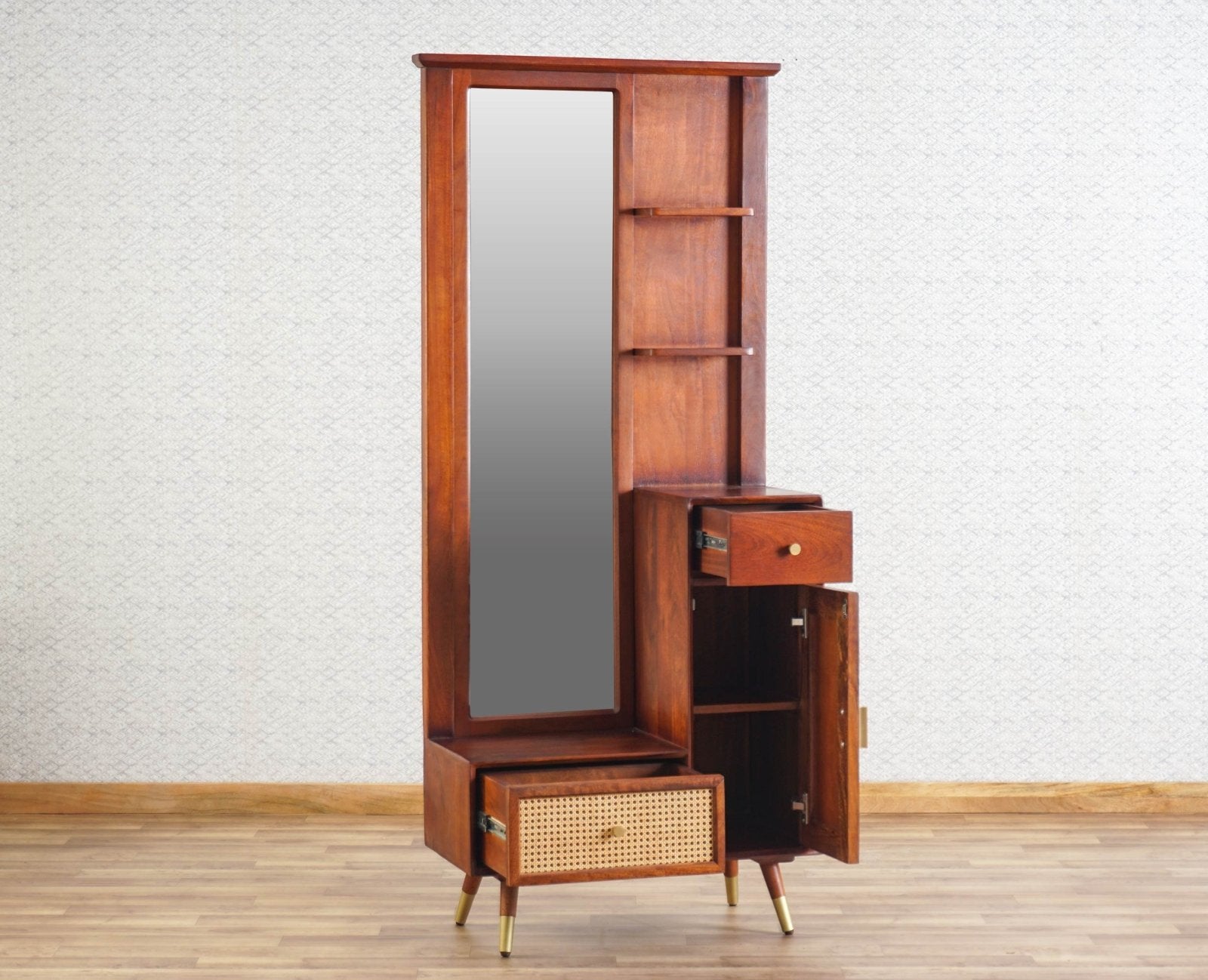 Buy Online Boston Solid Wood Rattan Cane Dressing Table