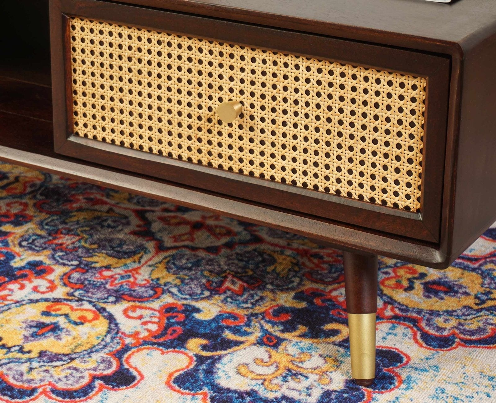 Buy Boston Solid Wood Rattan Cane One Drawer Coffee Table