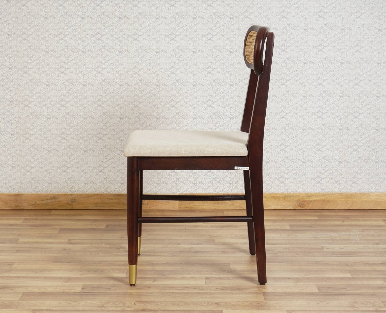 Boston Solid Wood Rattan Cane Dining Table Four-Seater Set