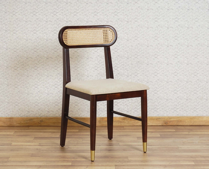 Boston Solid Wood Rattan Cane Dining Table Four-Seater Set