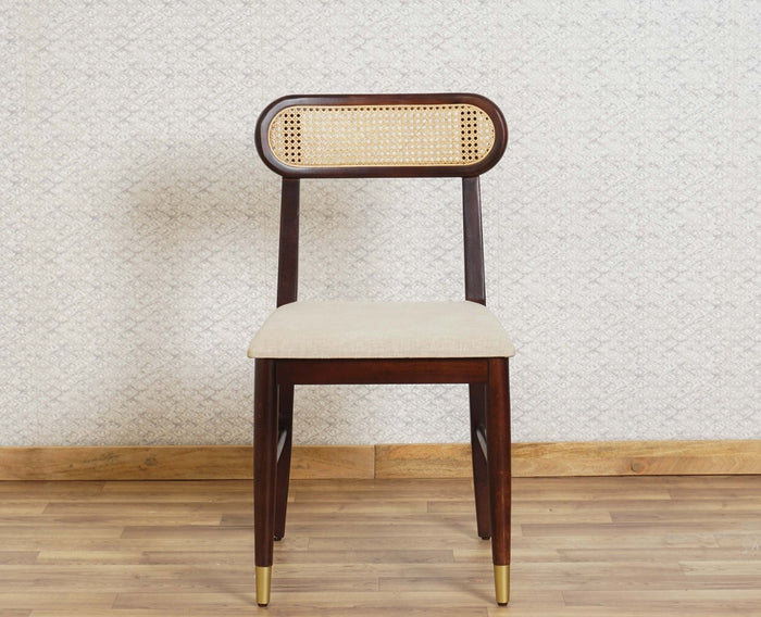 Boston Solid Wood Rattan Cane Dining Table Four-Seater Set