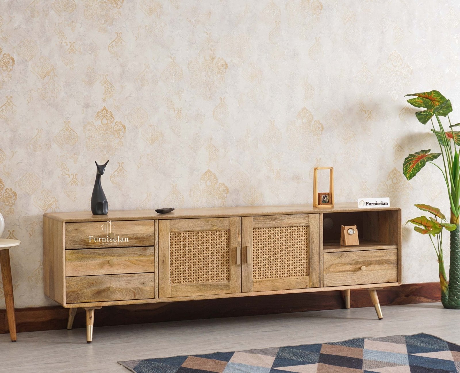 Buy Online Now – Boston Solid Wood Rattan Cane TV Cabinet