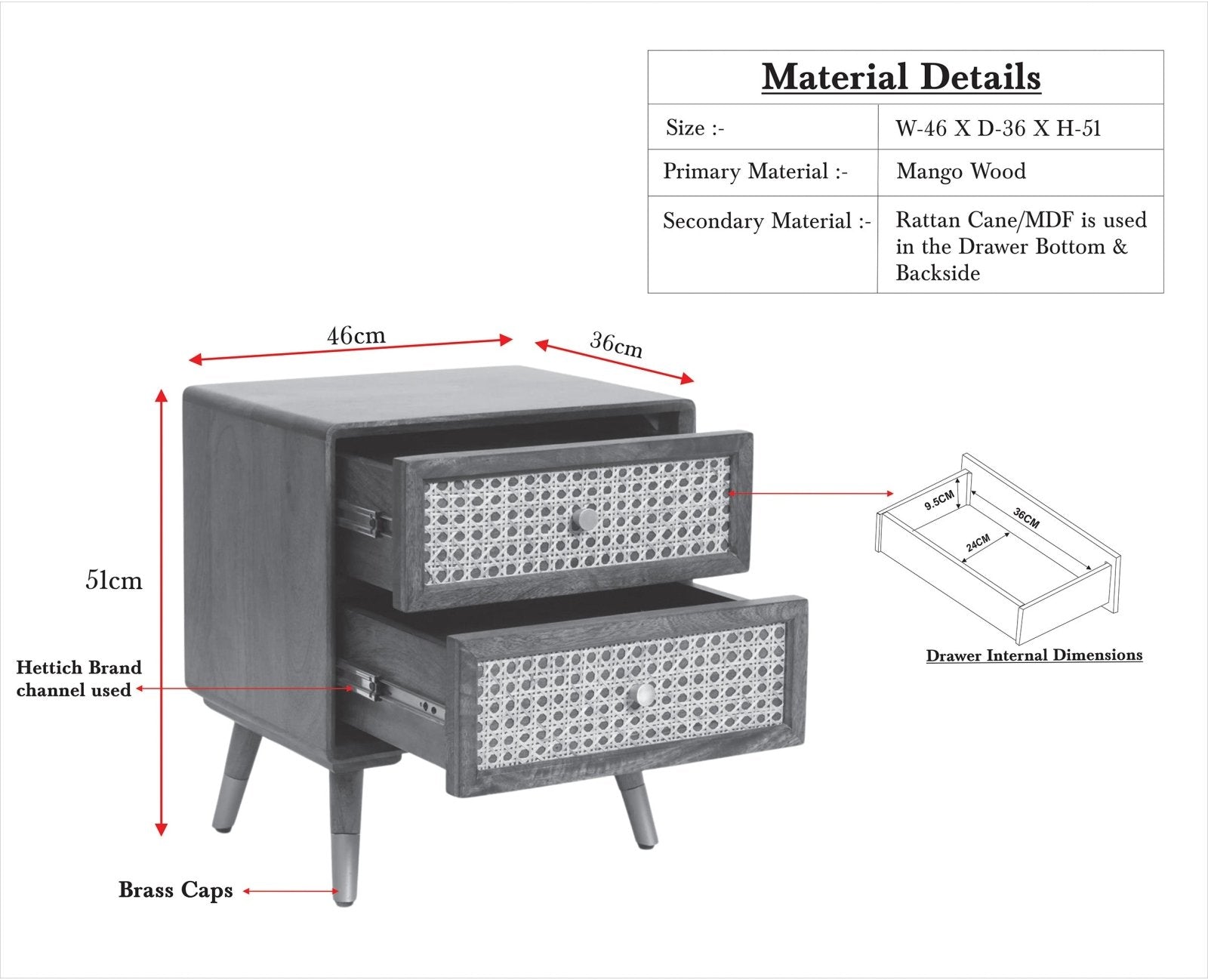 Buy Two Drawer Bedside Table Online on Furniselan Best price
