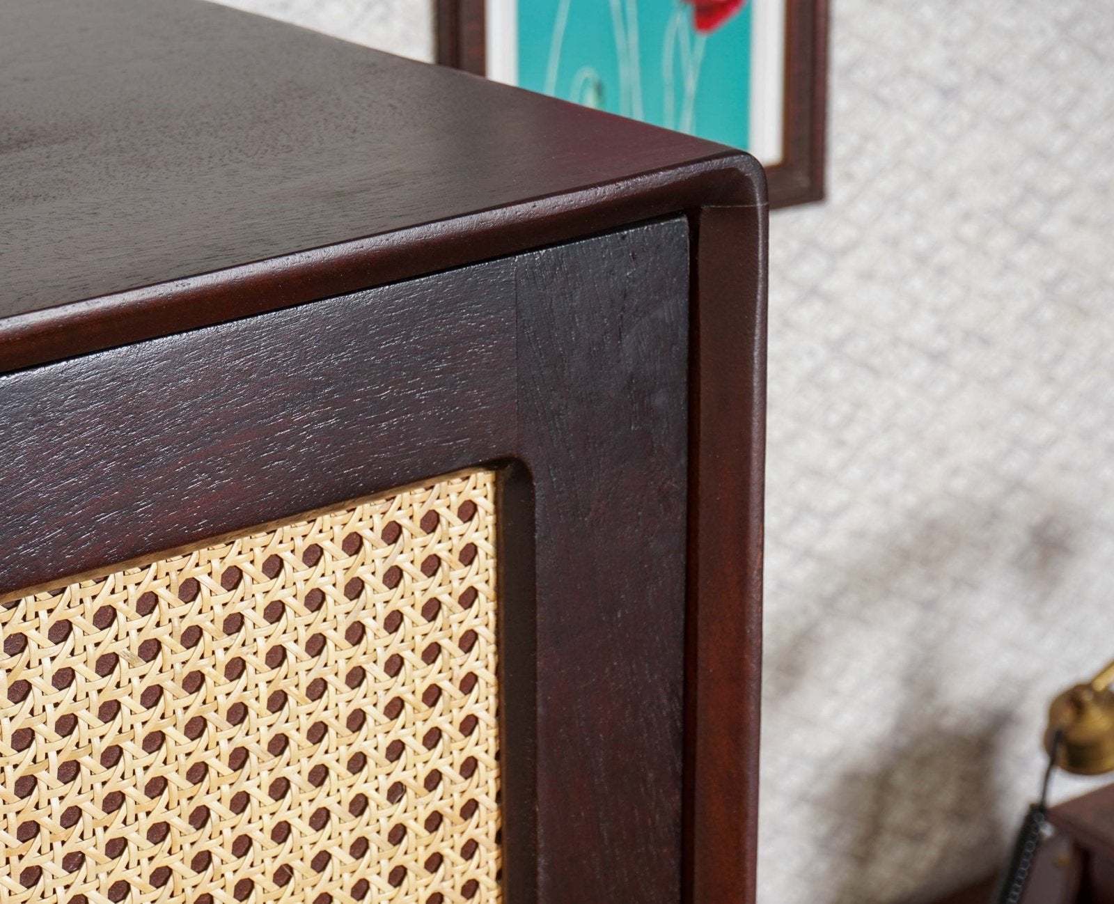 Boston Solid Wood Rattan Cane Wardrobe