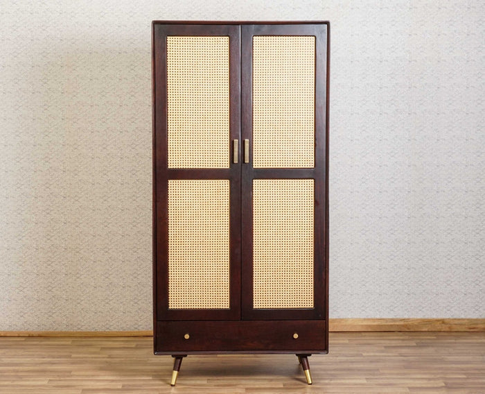 Boston Solid Wood Rattan Cane Wardrobe