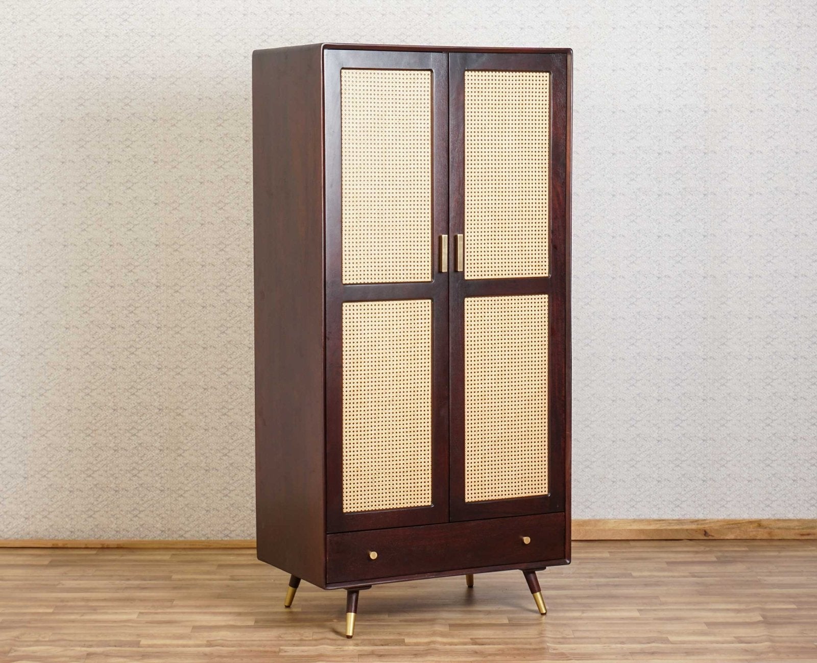 Boston Solid Wood Rattan Cane Wardrobe