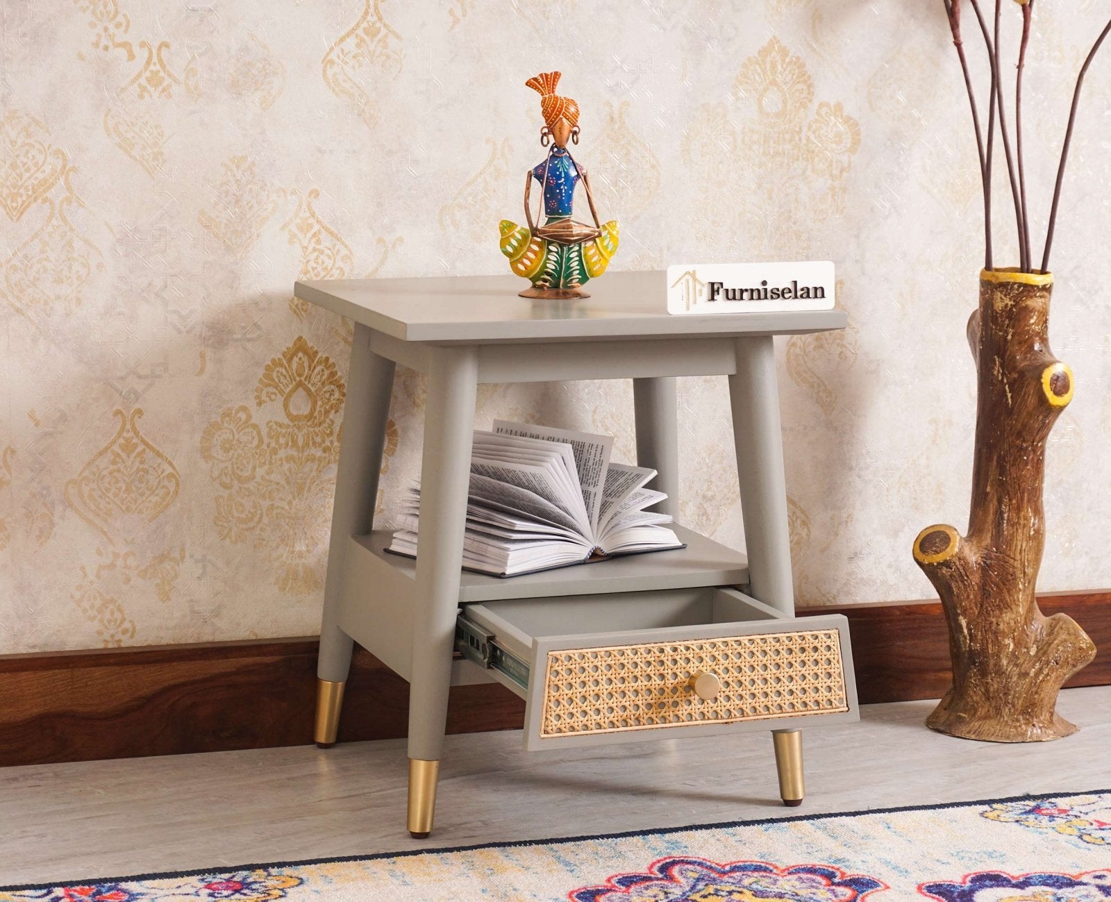 Buy Online Boston solid wood side table with one drawer