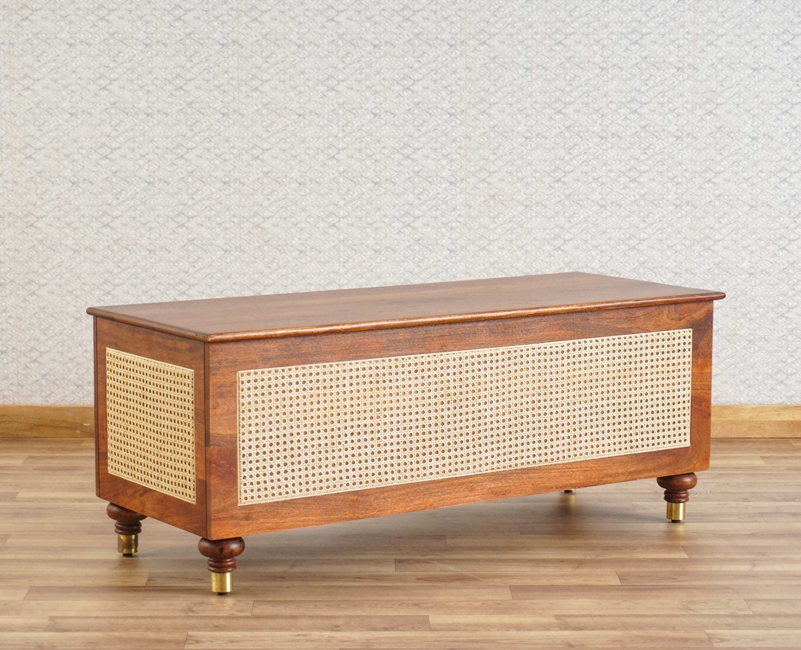 Buy Online Boston Solid Wood Rattan Storage Trunk Box