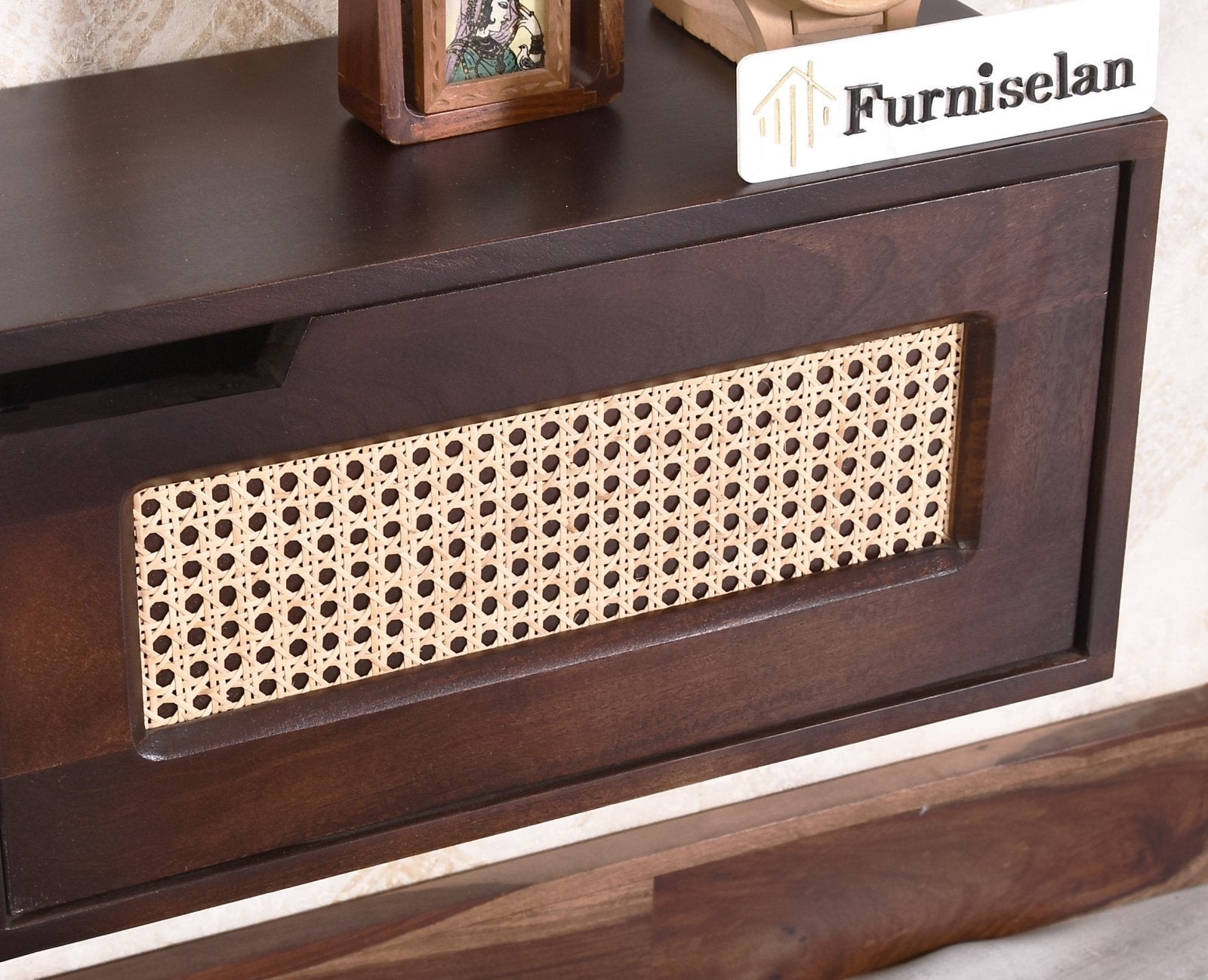 Boston Solid Wood Wall Mounted TV Unit Cabinet - (Brown Finish)