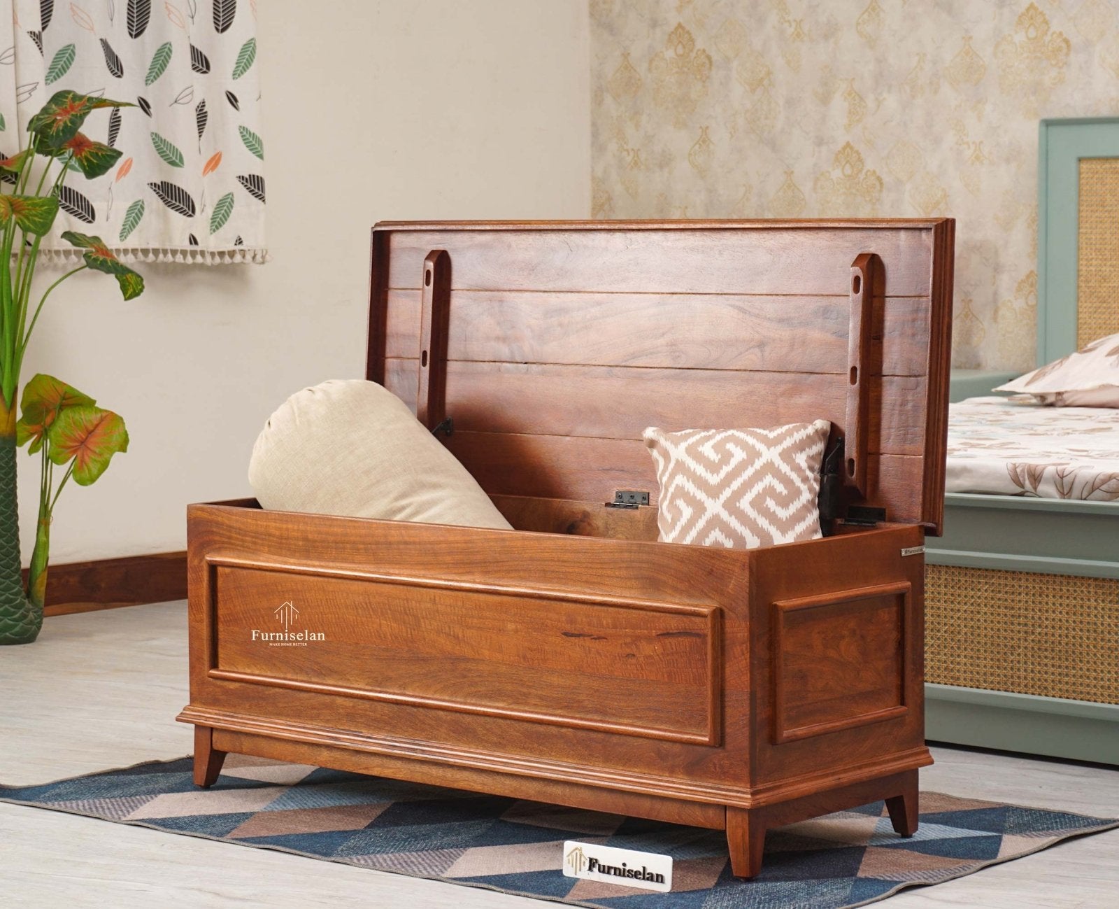 Buy Online Colva Solid wood Storage Trunk Box