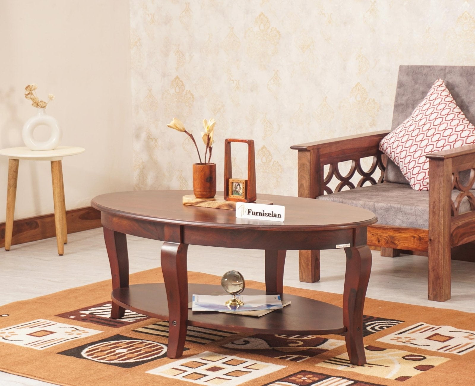 Buy Online Denmark Sheesham Wood Oval Coffee Table