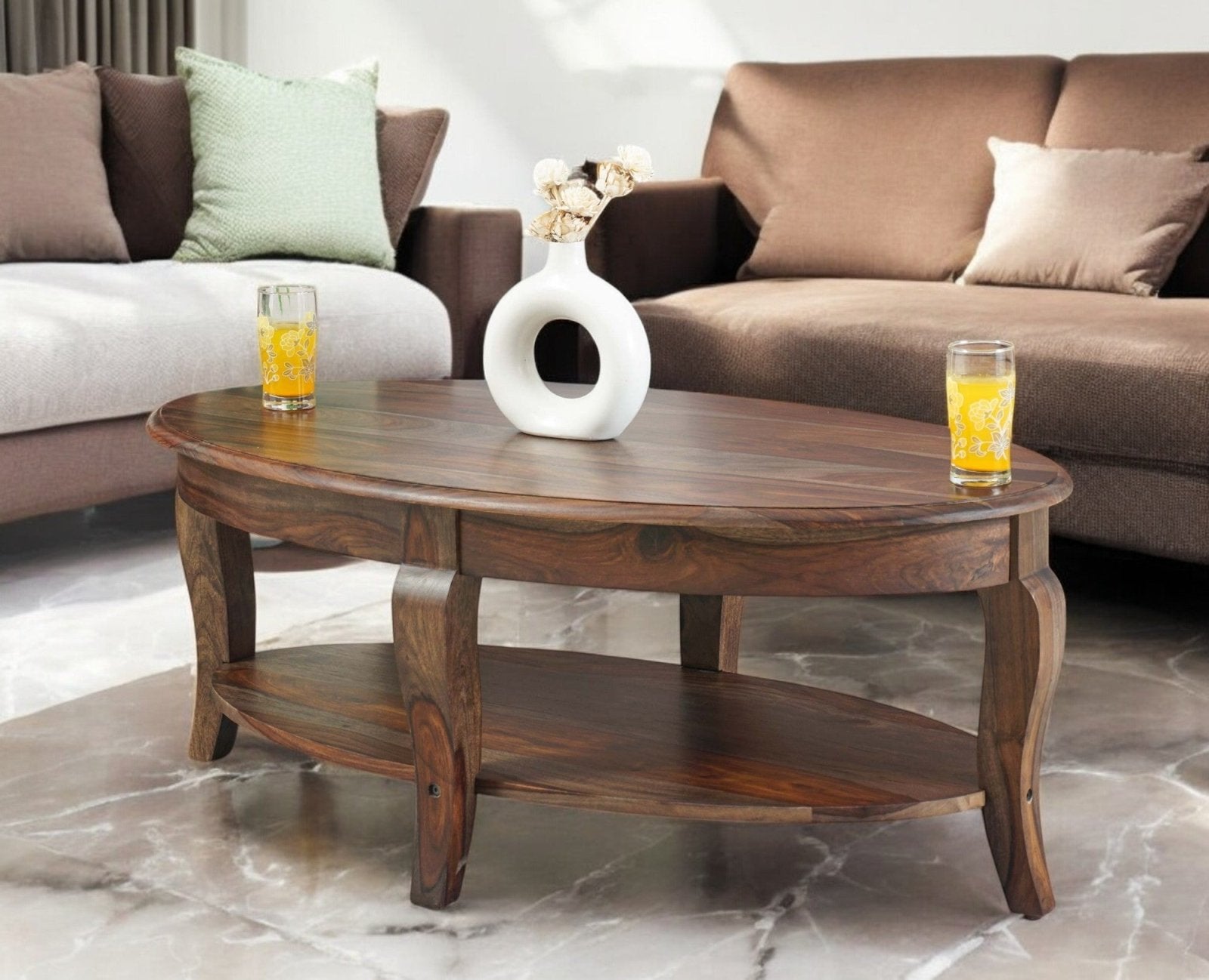 Buy Online Denmark Sheesham Wood Oval Coffee Table