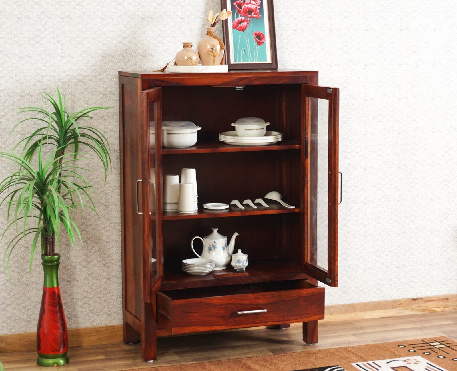 Buy Online: Kitchen Crockery Cabinet, Two Doors, One Drawer