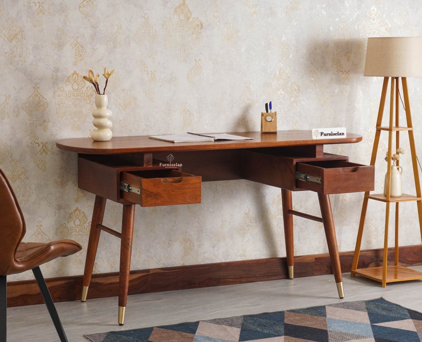 Buy Online Hosur Solid Mango Wood Two Drawer Study Table