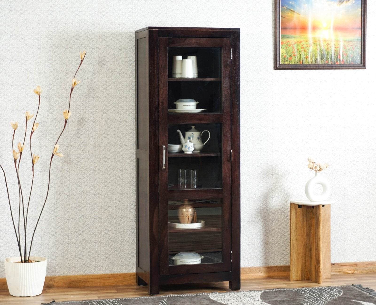 Kottayam Sheesham Wood Kitchen Crockery Cabinet One Door