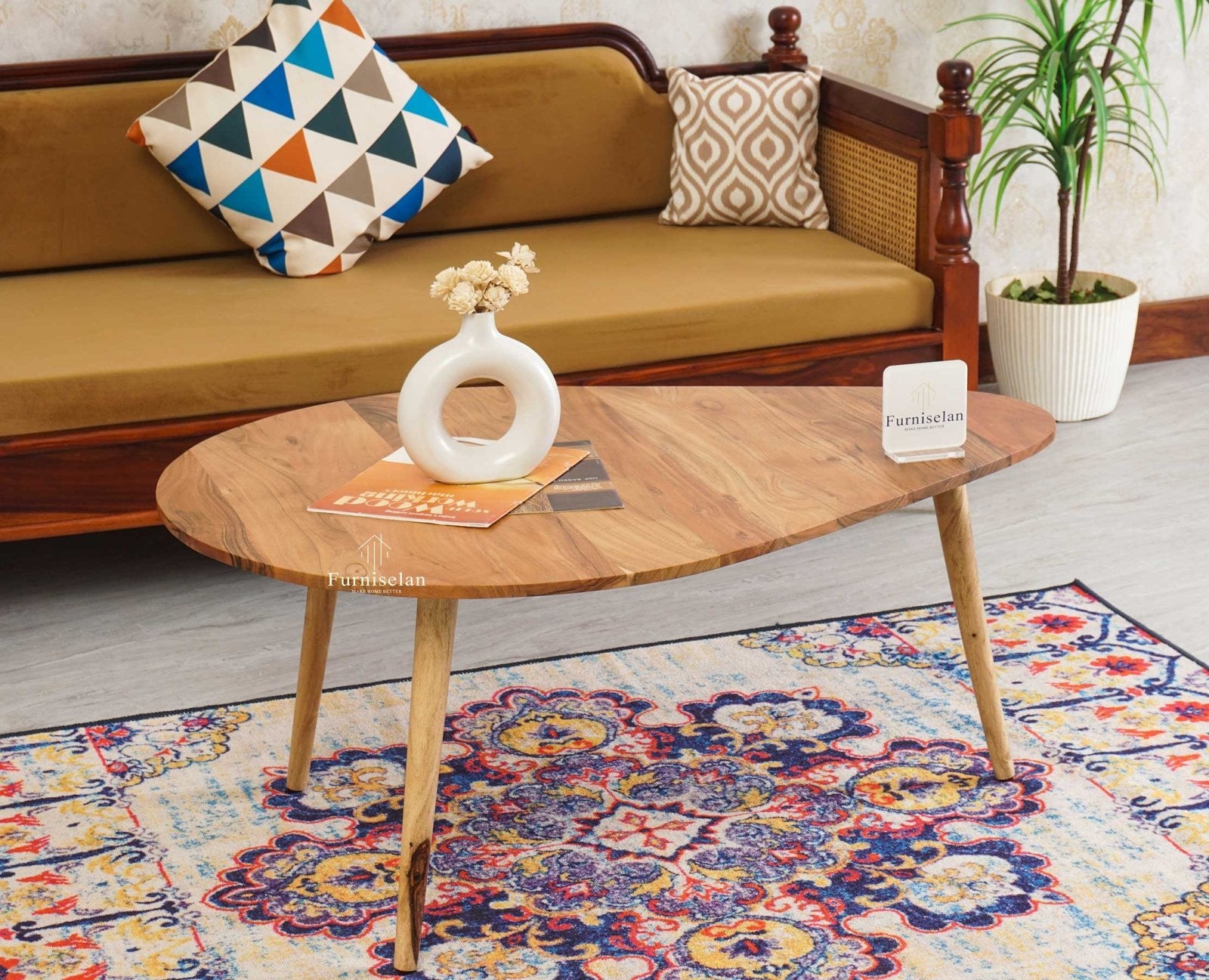 Pearl Solid Wood Triangle Coffee Table