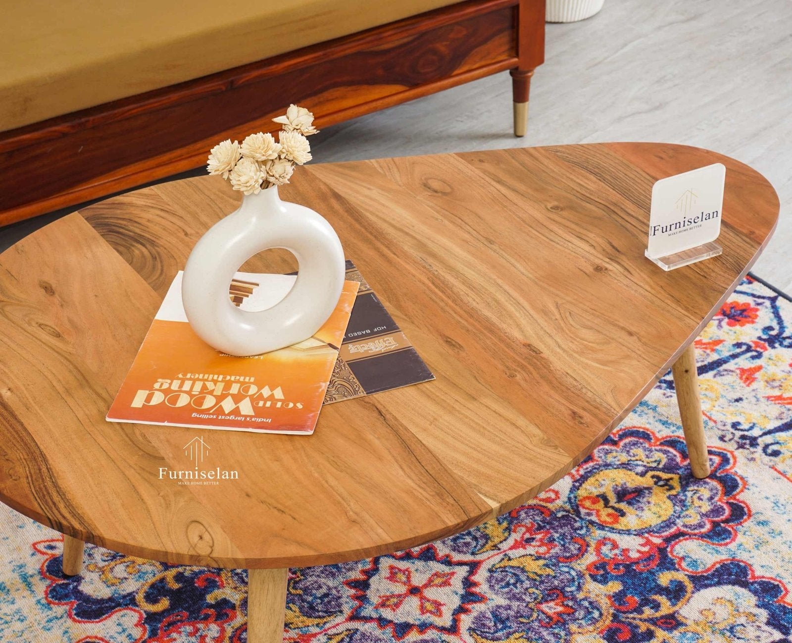 Pearl Solid Wood Triangle Coffee Table