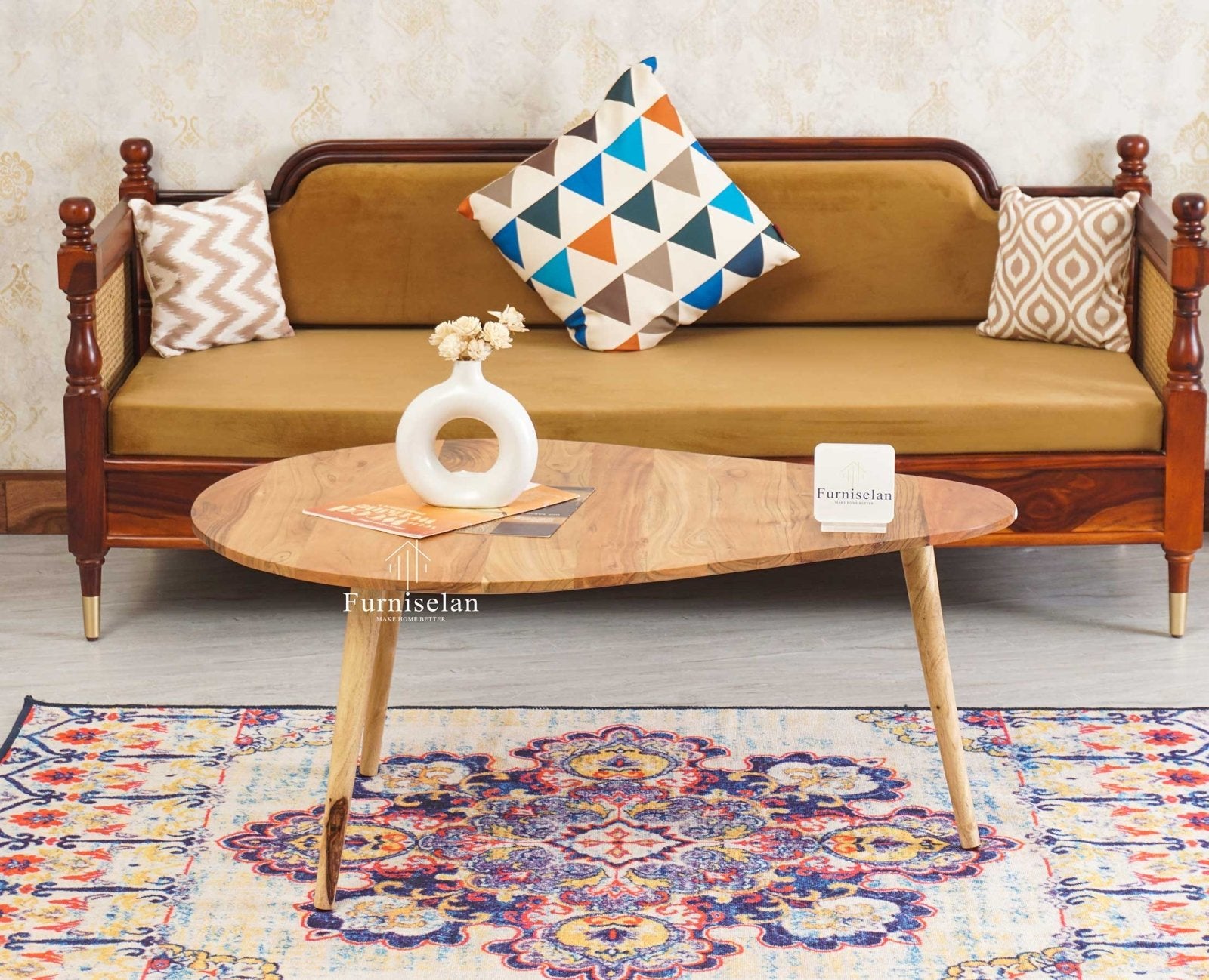 Pearl Solid Wood Triangle Coffee Table