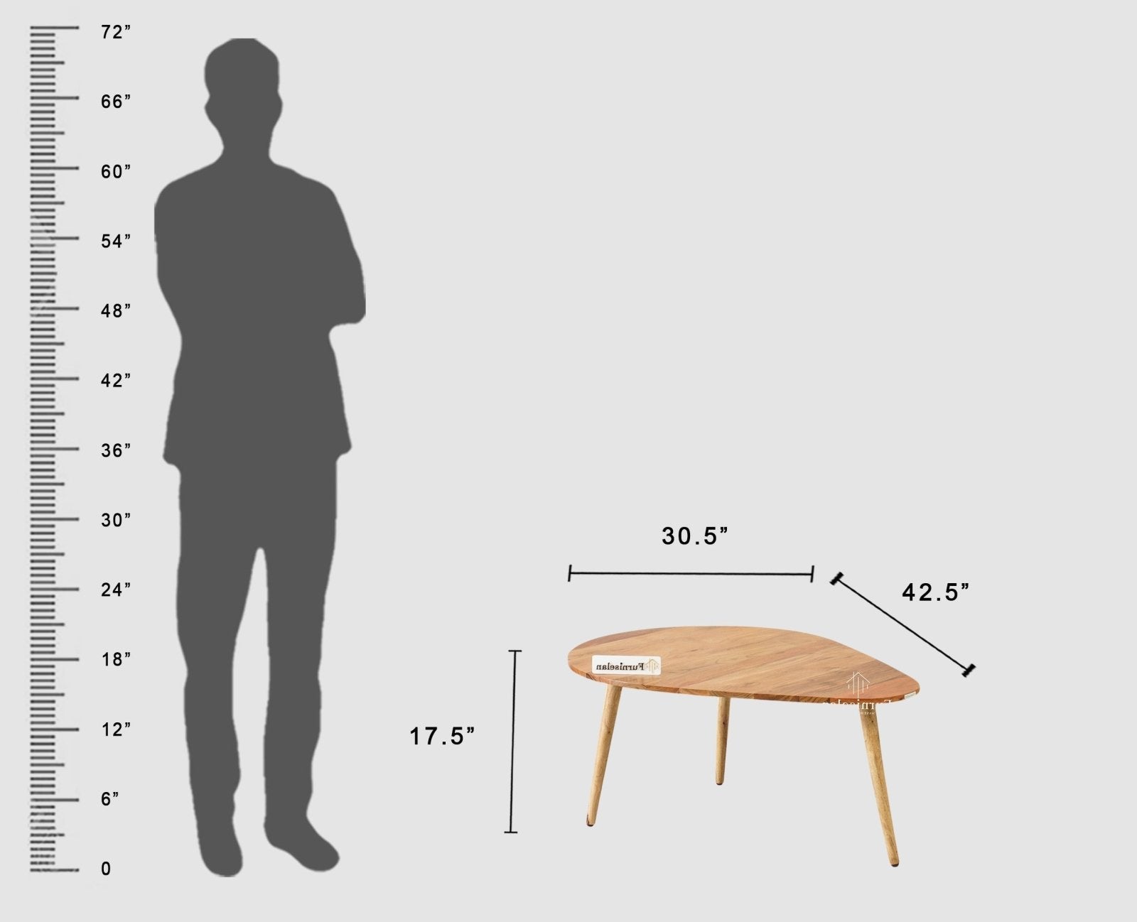 Pearl Solid Wood Triangle Coffee Table