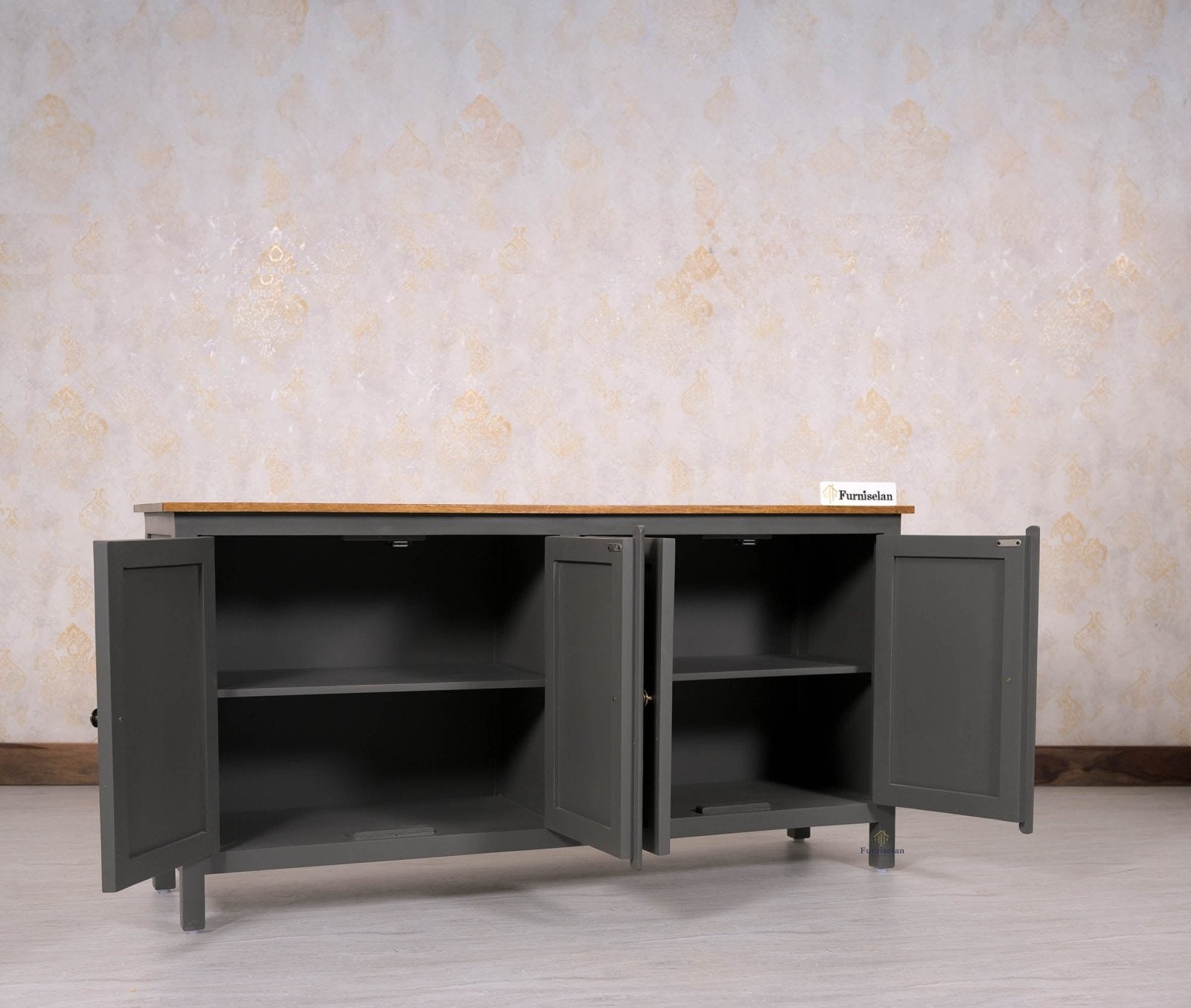 Buy Online Spain Solid Mango Wood Sideboard Cabinet- 4 Doors