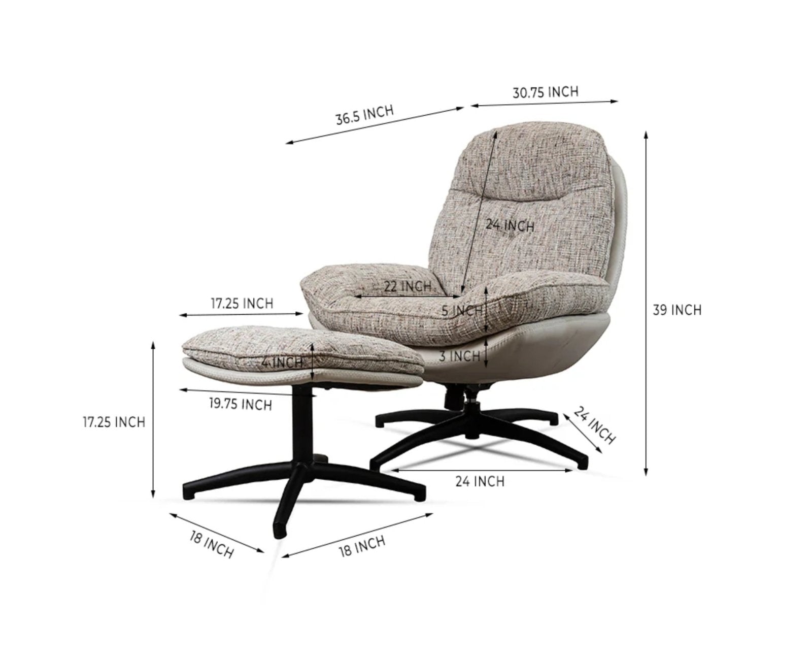 Upto 50% OFF Haven Cotton Chair with Ottoman – Furniselan