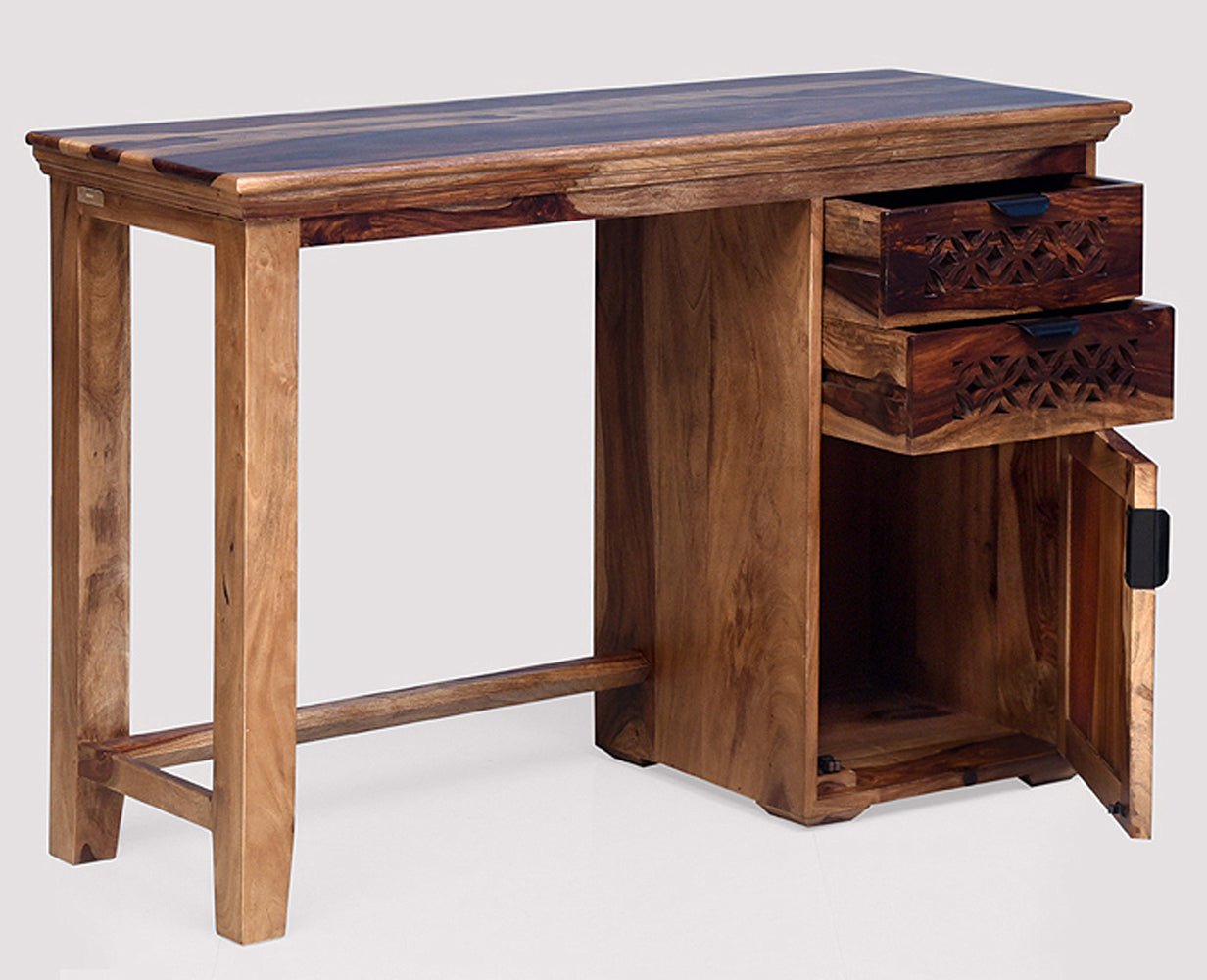 Buy Solid Wood Writing Study Table, Study Laptop Desk with Two Drawers ...
