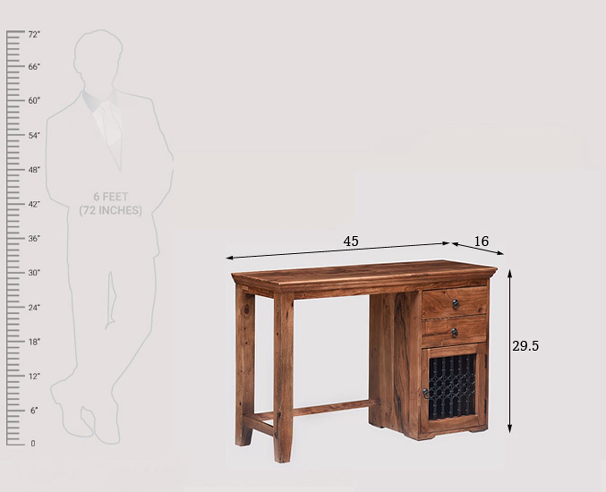 Buy Solid Wood Writing Study Table, Study Laptop Desk with Two Drawers ...