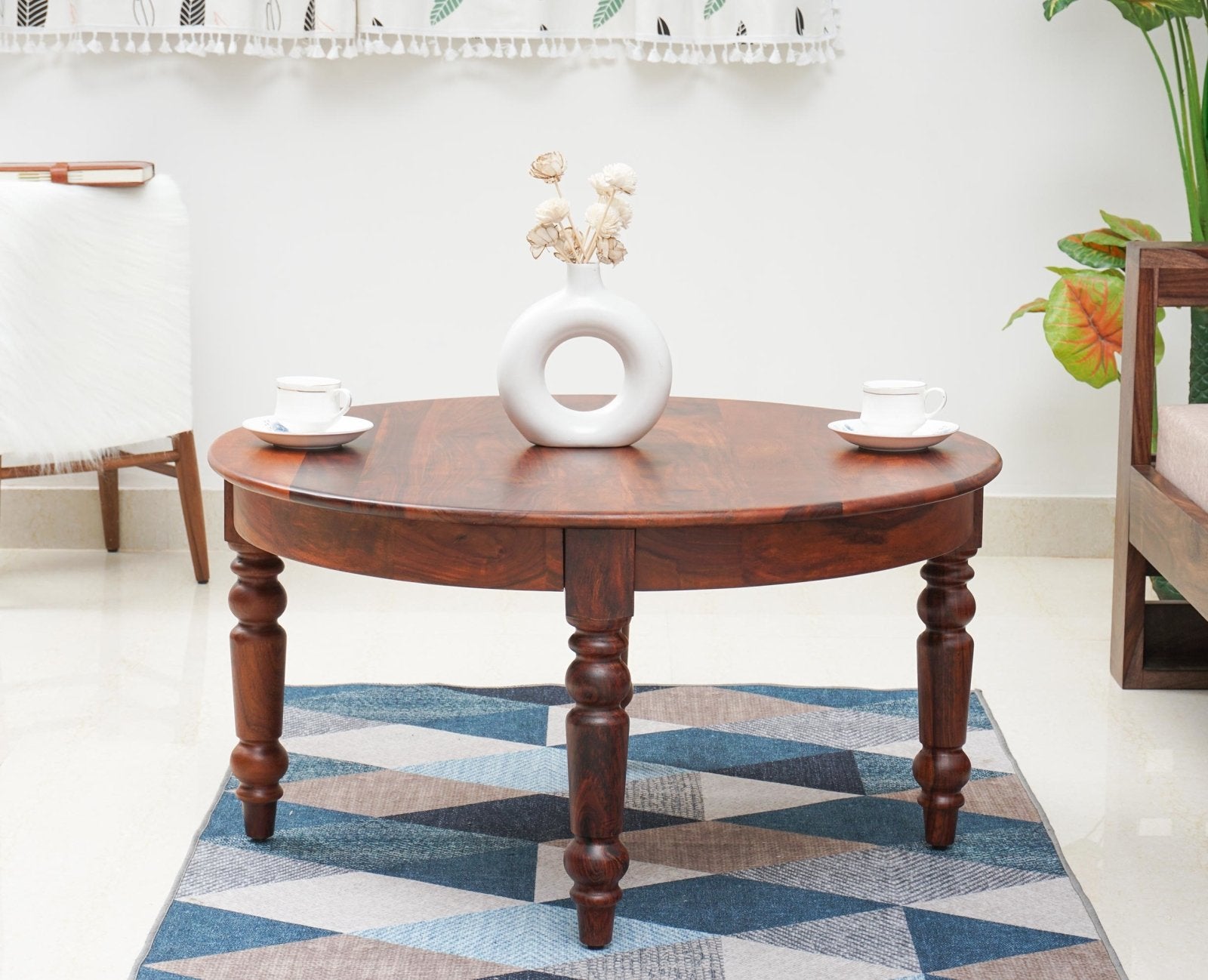 Belgium Sheesham Wood Round Coffee Table