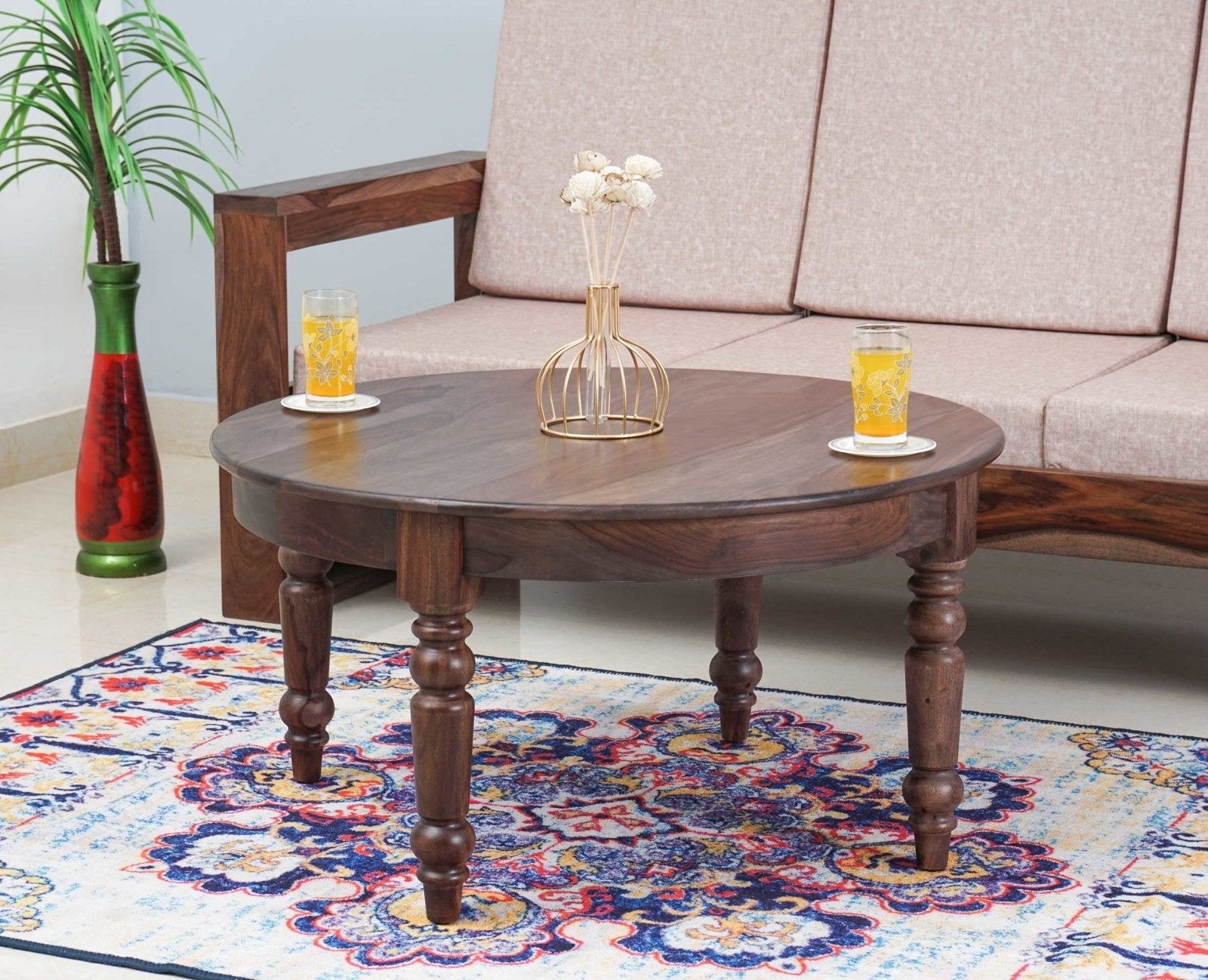 Belgium Sheesham Wood Round Coffee Table