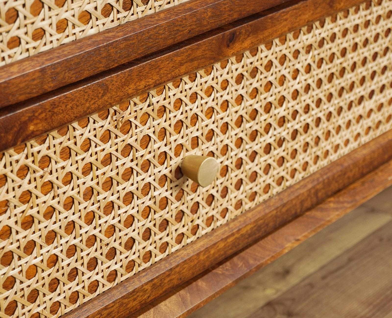 Boston Solid Wood Rattan Cane Chest of Drawer Four Drawer