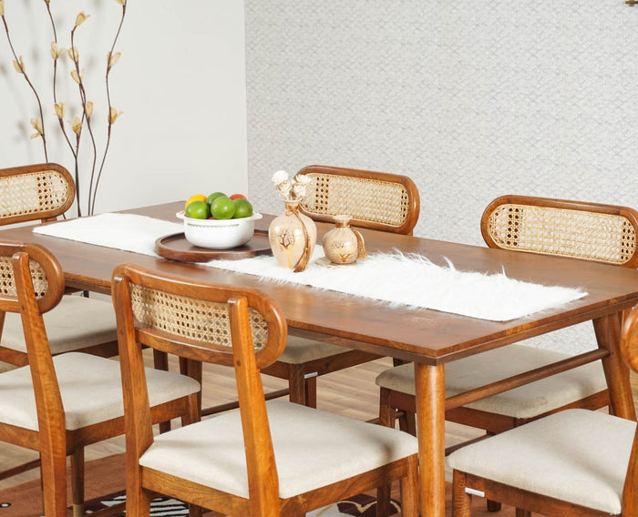 Upto 60% OFF on 6 Seater Solid Wood Rattan Cane Dining Table