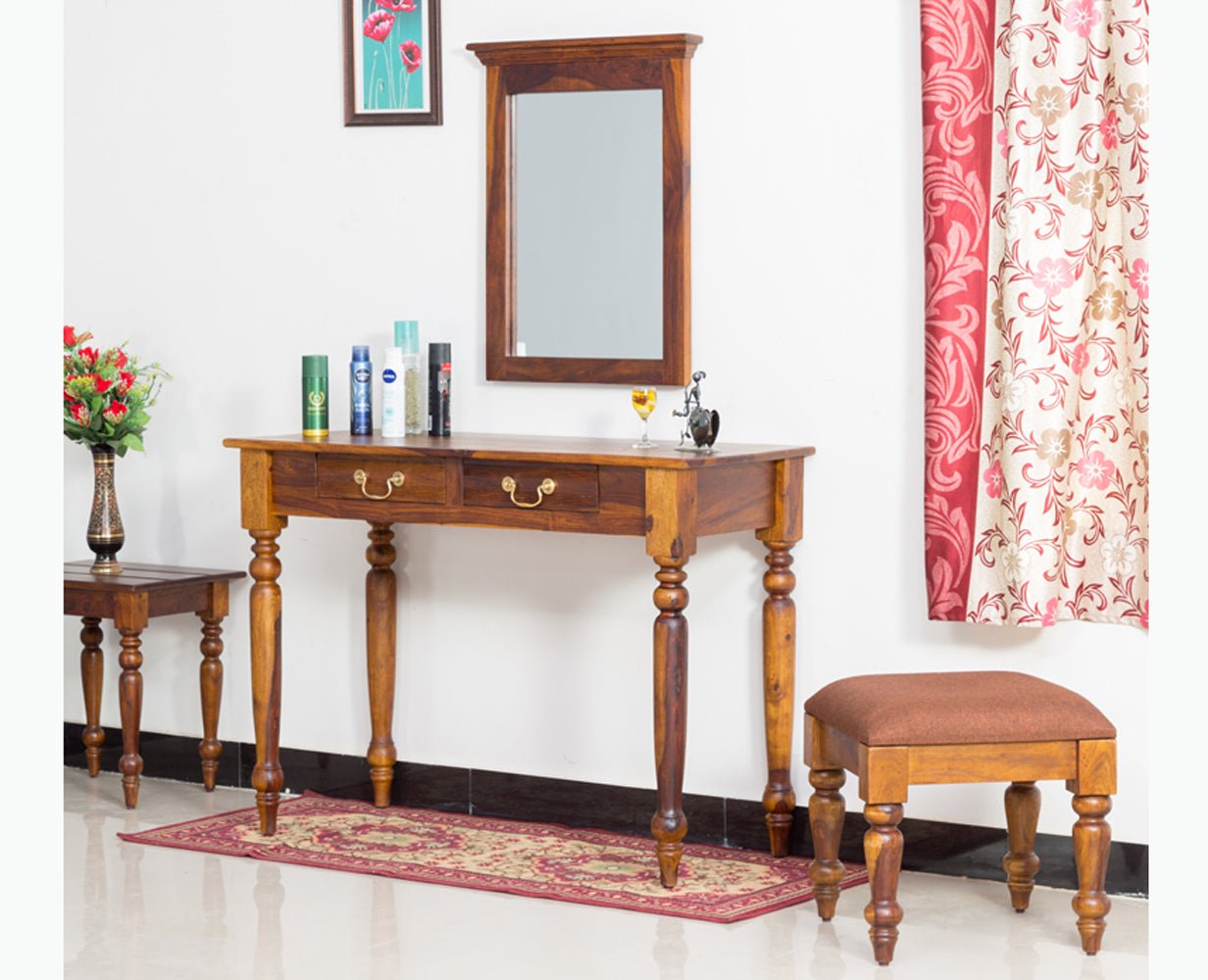 Buy Calgary Solid Wood Dressing Table With Wall Hanging Mirror Online ...