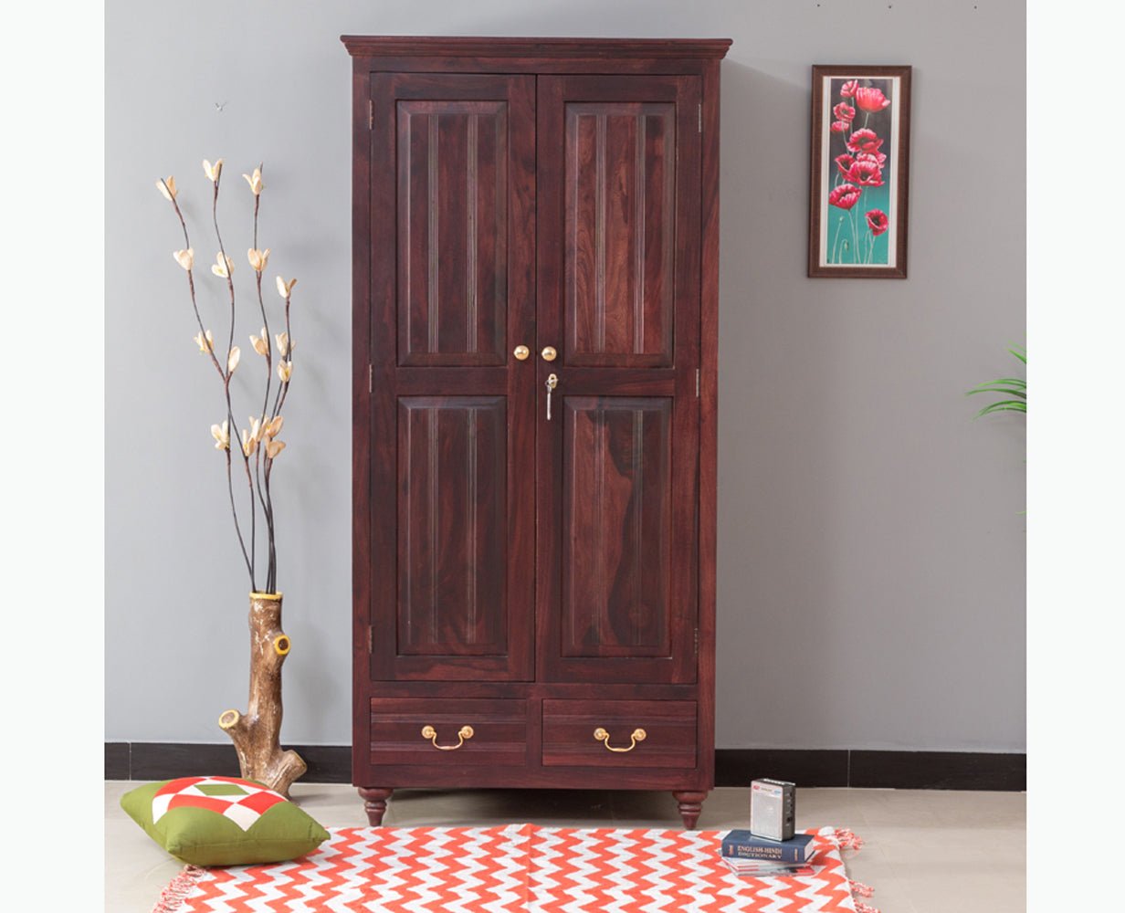 Buy Calgary Solid Wood Two Doors Wardrobe Online on Furniselan