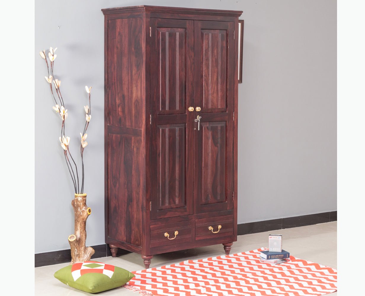 Buy Calgary Solid Wood Two Doors Wardrobe Online on Furniselan
