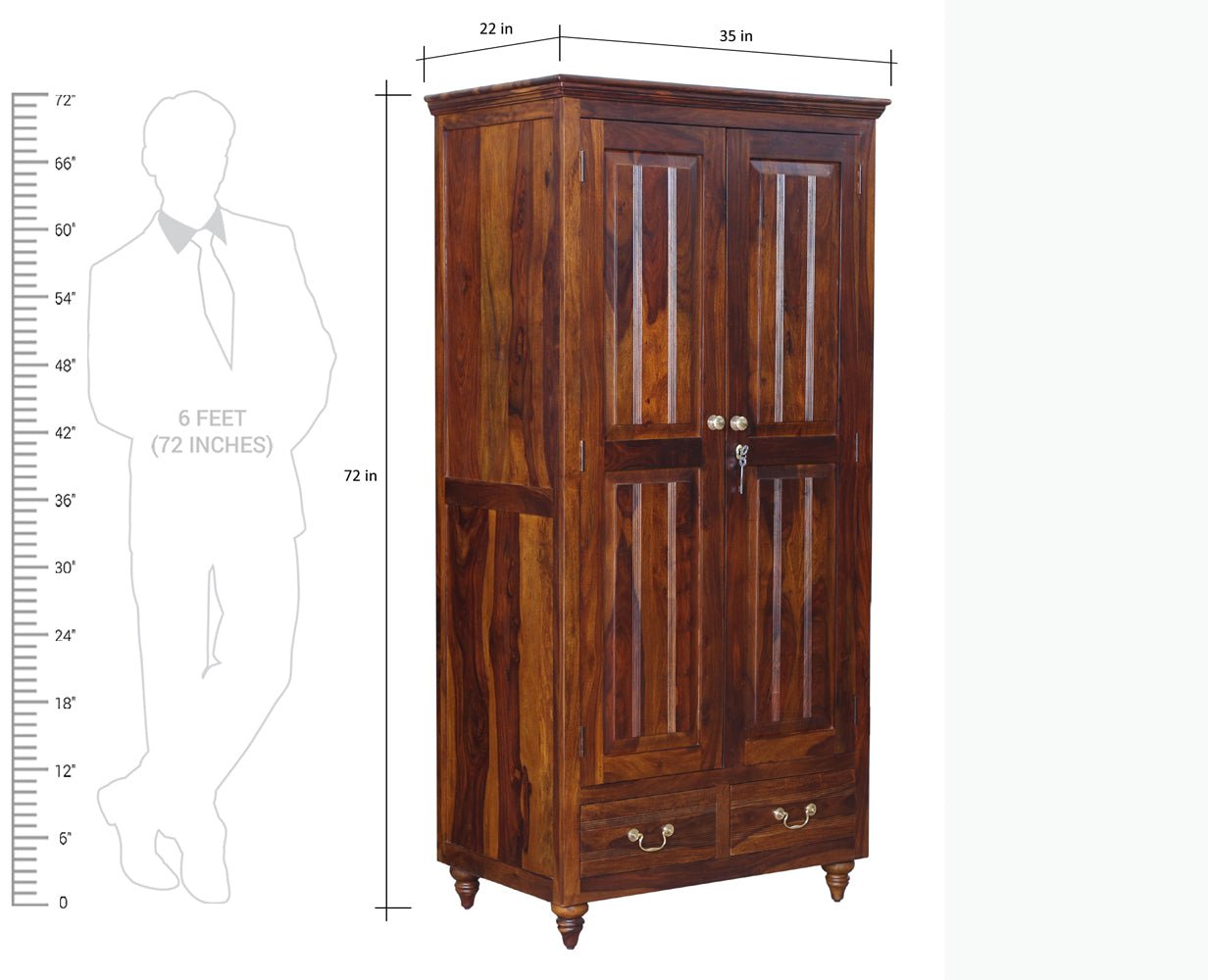 Buy Calgary Solid Wood Two Doors Wardrobe Online on Furniselan