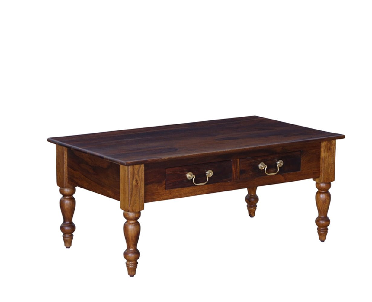 Buy Calgary Solid Wood Two Drawer Coffee Table Online on Furniselan