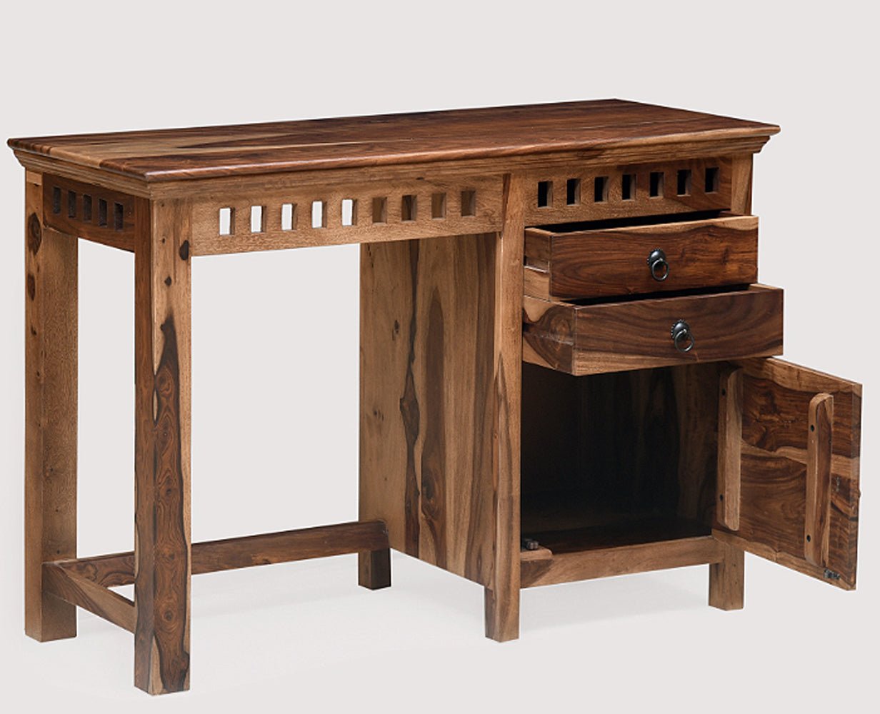 Buy Solid Wood Writing Study Table, Study Laptop Desk with Two Drawers ...