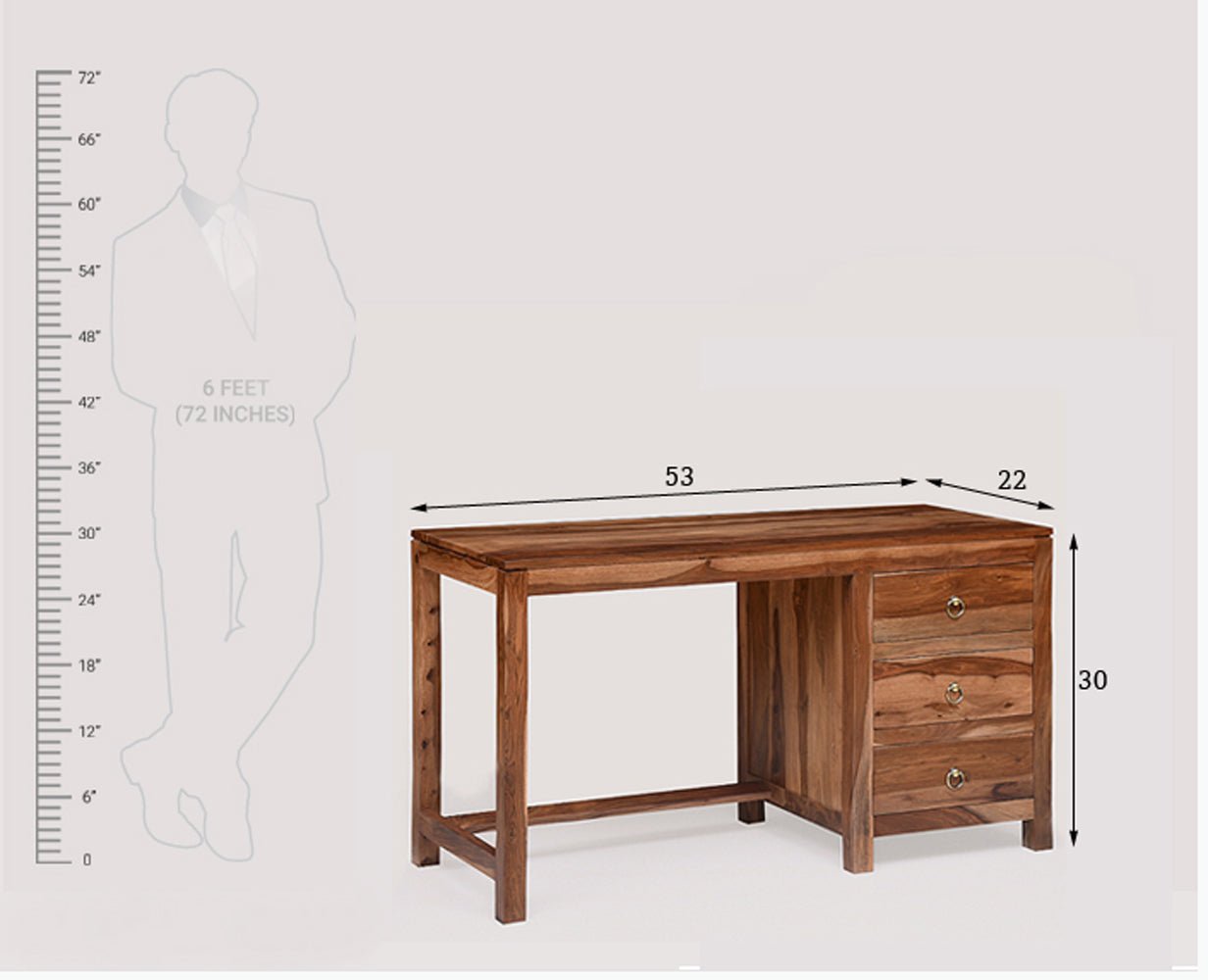 Buy Solid Wood Writing Study Table, Study Laptop Desk with Three ...