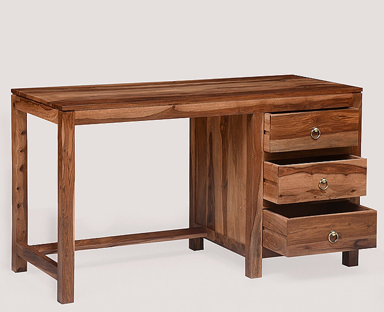 Buy Solid Wood Writing Study Table, Study Laptop Desk with Three ...